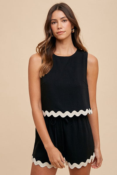 Ric Rac Trim Detailed Top and Short Set – Shimmery Belle Boutique